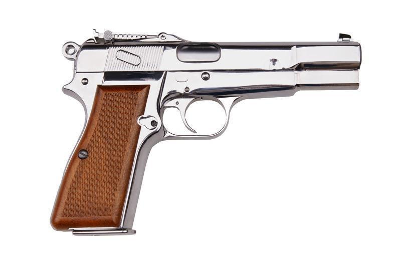 WE Browning HP M1935 kaasupistooli, metallinen - kromi - MilGear